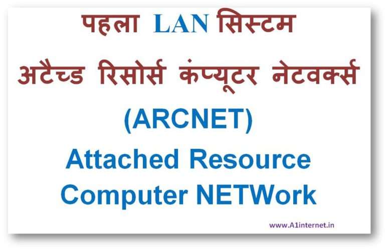 पहला LAN सिस्टम अटैच्ड रिसोर्स कंप्यूटर नेटवर्क्स (ARCNET) : A1 Internet